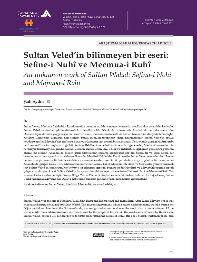Sultan Veledin Bilinmeyen Bir Eseri Sefi | PDF