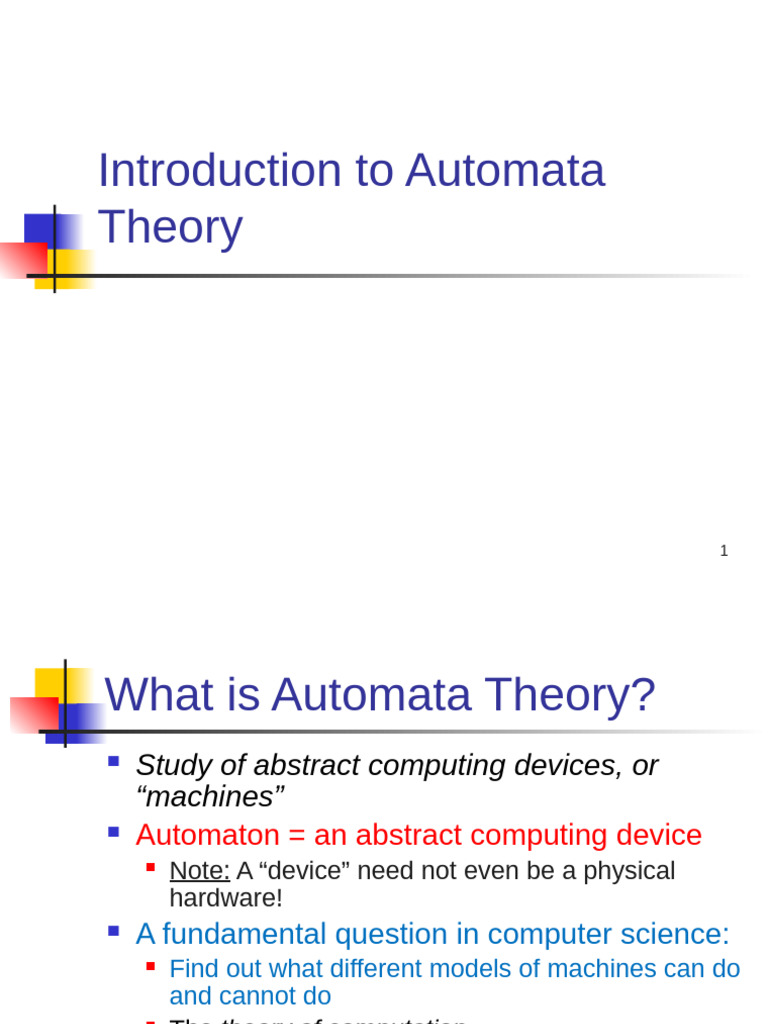 Lecture 1 | PDF | Theory Of Computation | Automata Theory