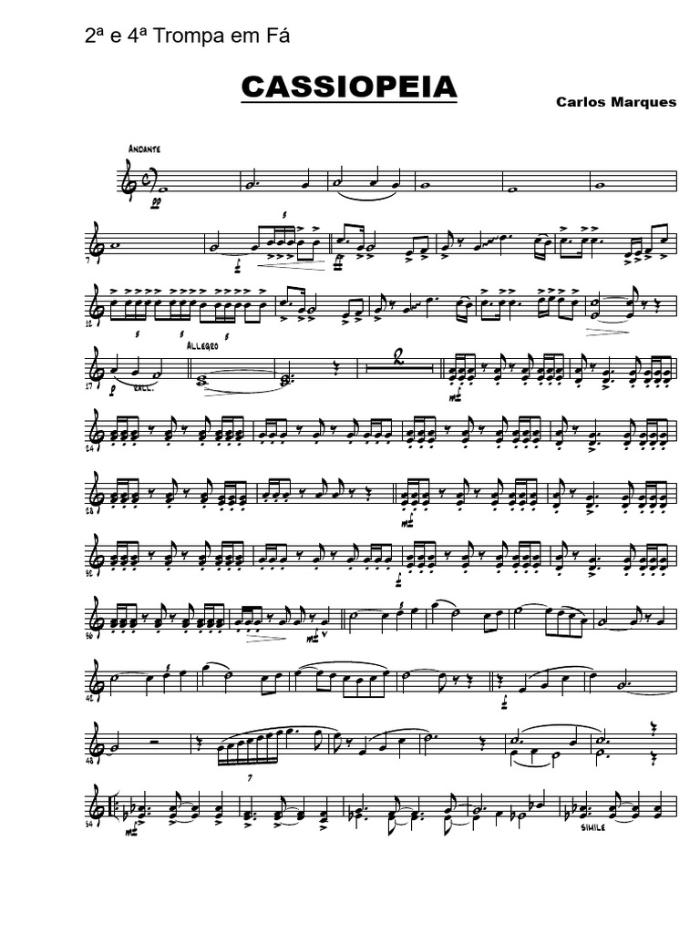 CASSIOPEIA Trompa F 2 e 4 | PDF