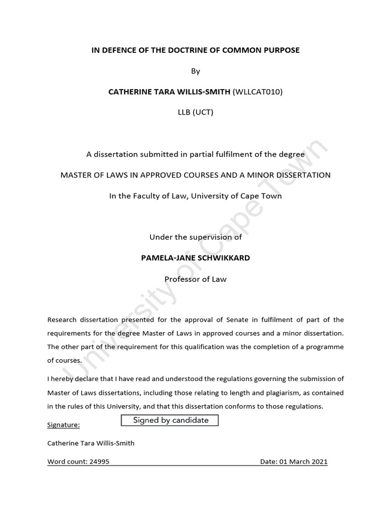 Thesis - Law - 2021 - Willis Smith Catherine Tara | PDF | Thesis | Mens Rea