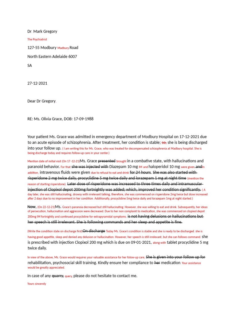 Discharge Letter 2 | PDF | Risperidone | Medicine
