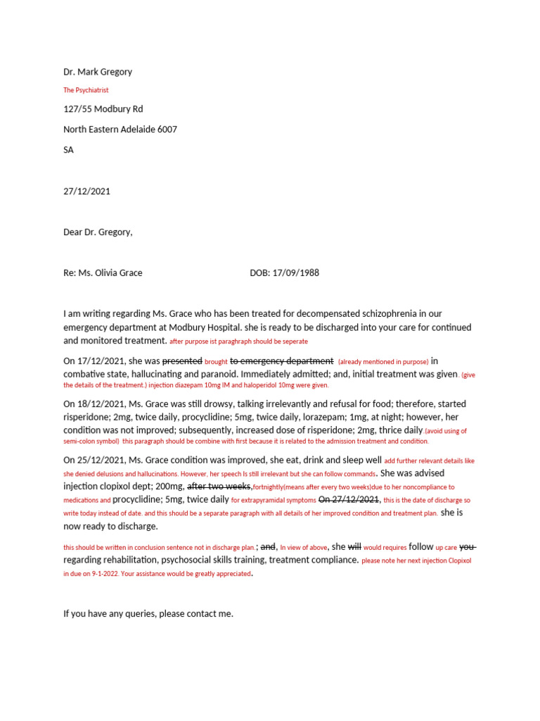 dr maria discharge letter | PDF | Clinical Medicine | Diseases And ...