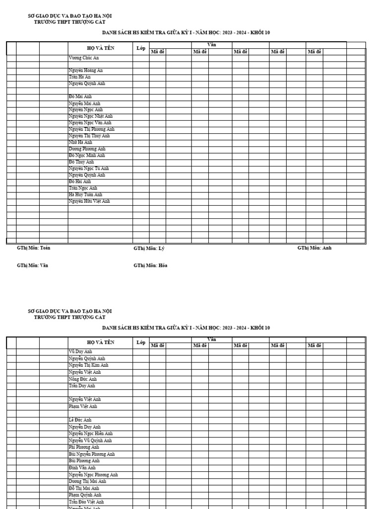 Chia Phong Thi GK1 KHOI 10 2023-2024 | PDF