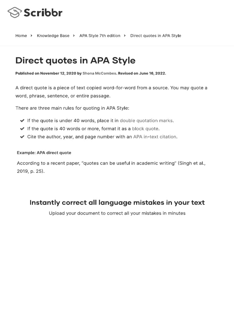 Apa Direct Quotation | PDF