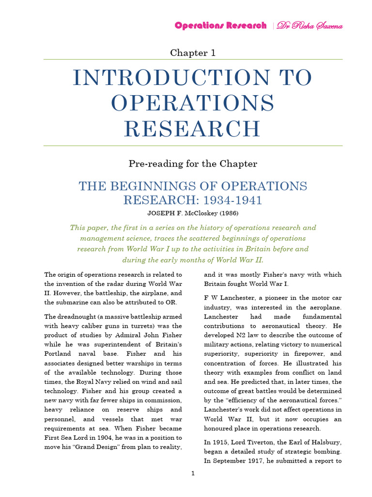 Chapter 1 Introduction 2024 | PDF | Operations Research | Mathematical ...