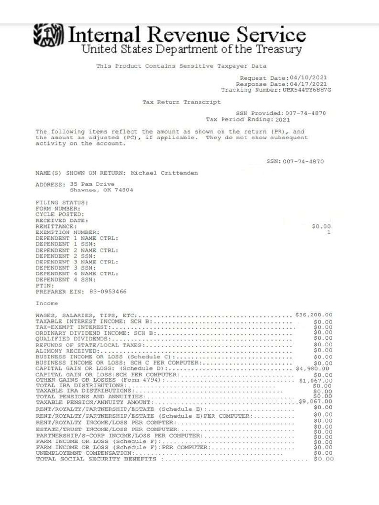 Tax Transcript | PDF