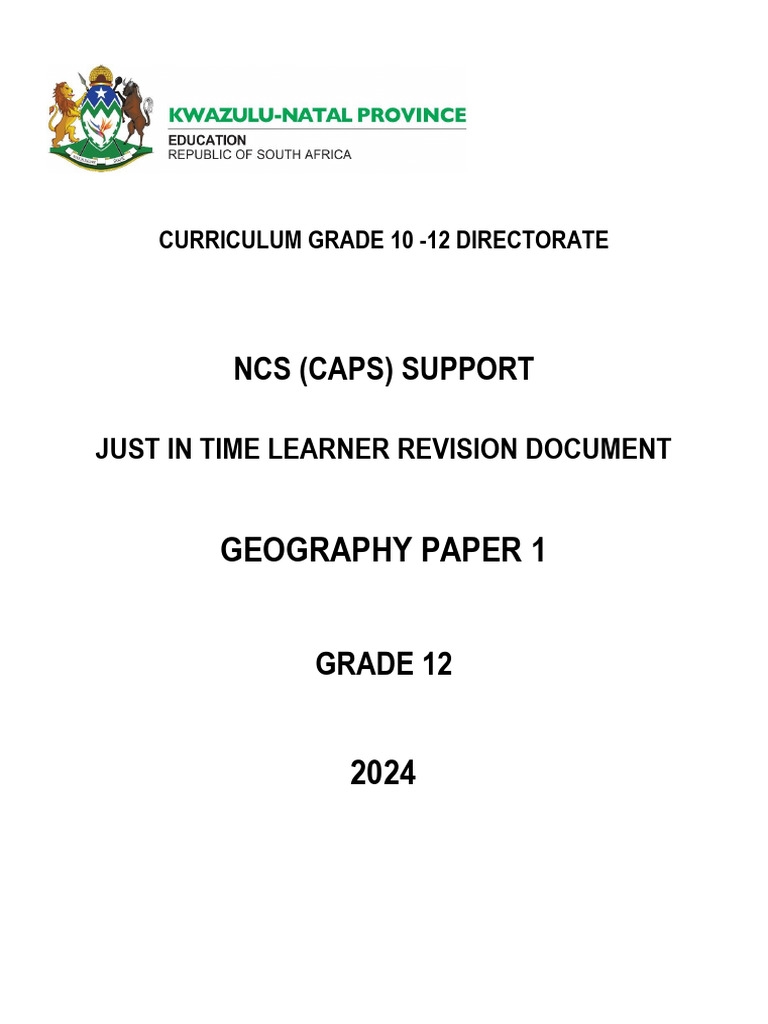 Grade 12 Geography Revision Guide 2024 | PDF | Tropical Cyclones ...