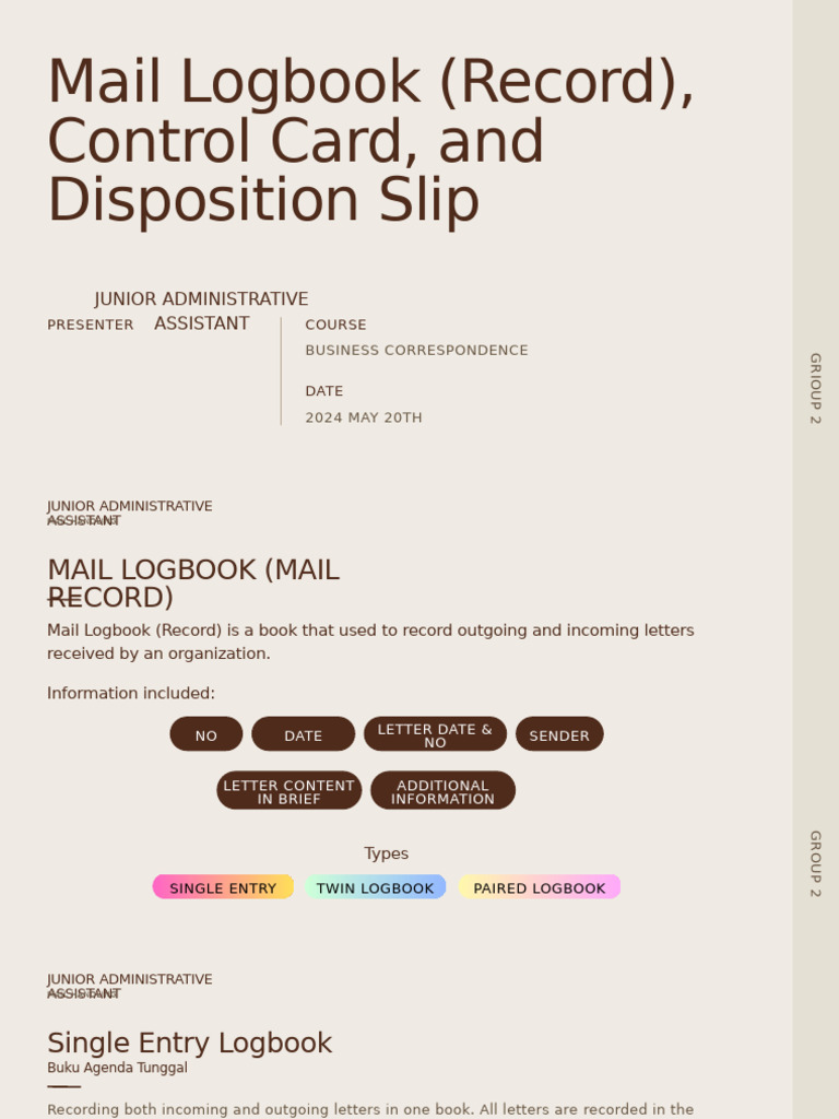 Pengertian Mail Logbook, Control Card, and Disposition Slip | PDF ...