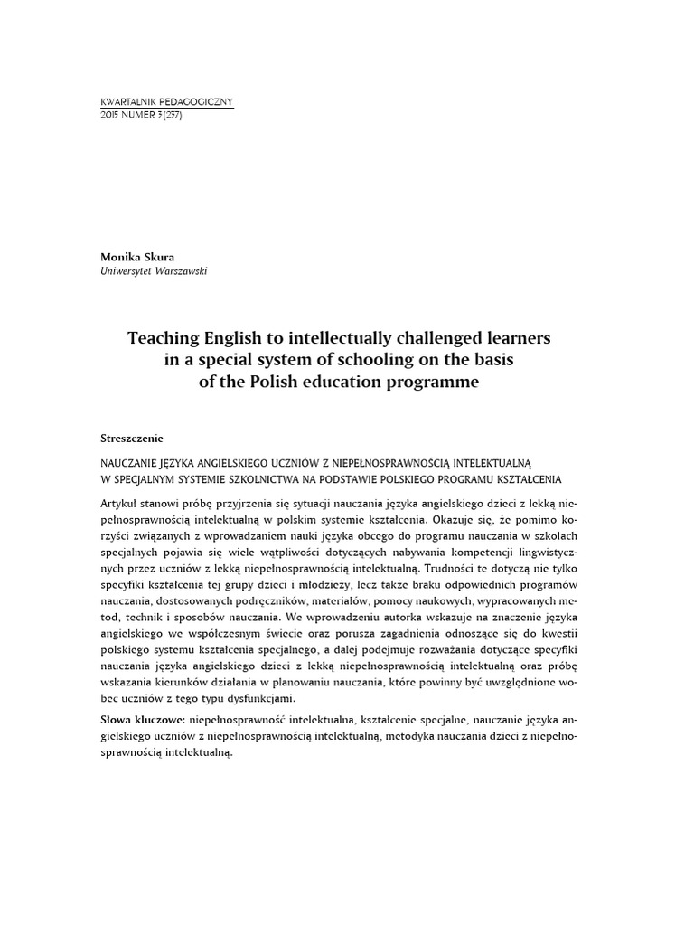 Teaching English To Intellectually Challenged Learners | PDF | Special ...