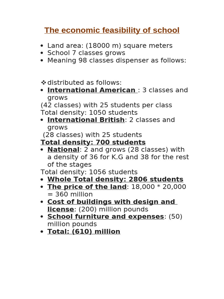 Economic Feasibility of School Project | PDF | Revenue | Income