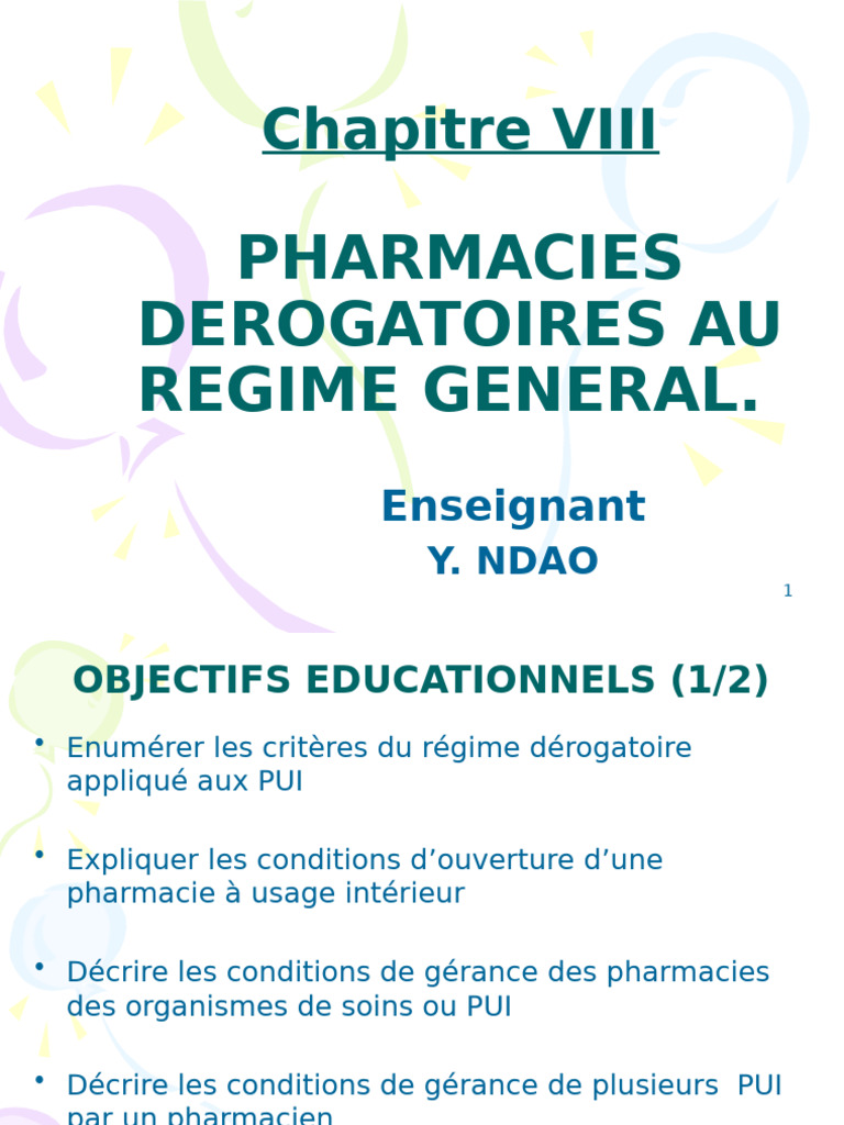 Chap 8 - Pharm - Dérog - Ucad - 2023 - 2024 | PDF | Pharmacien | Pharmacie