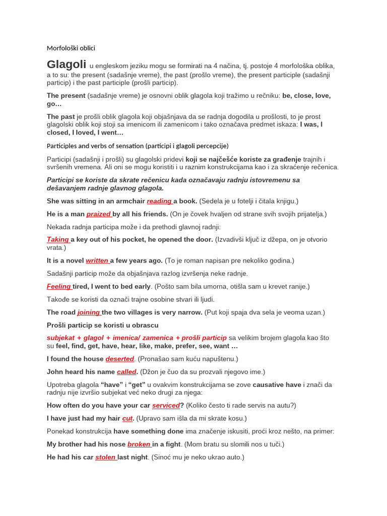 Glagoli - Verbs | PDF