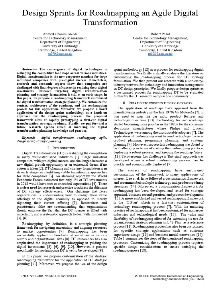 Design Sprints For Roadmapping An Agile Digital Transformation | PDF | Innovation | Brainstorming
