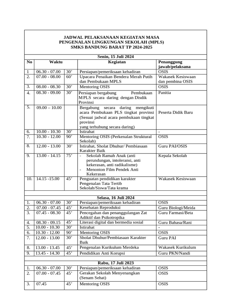 Jadwal MPLS 2024 | PDF