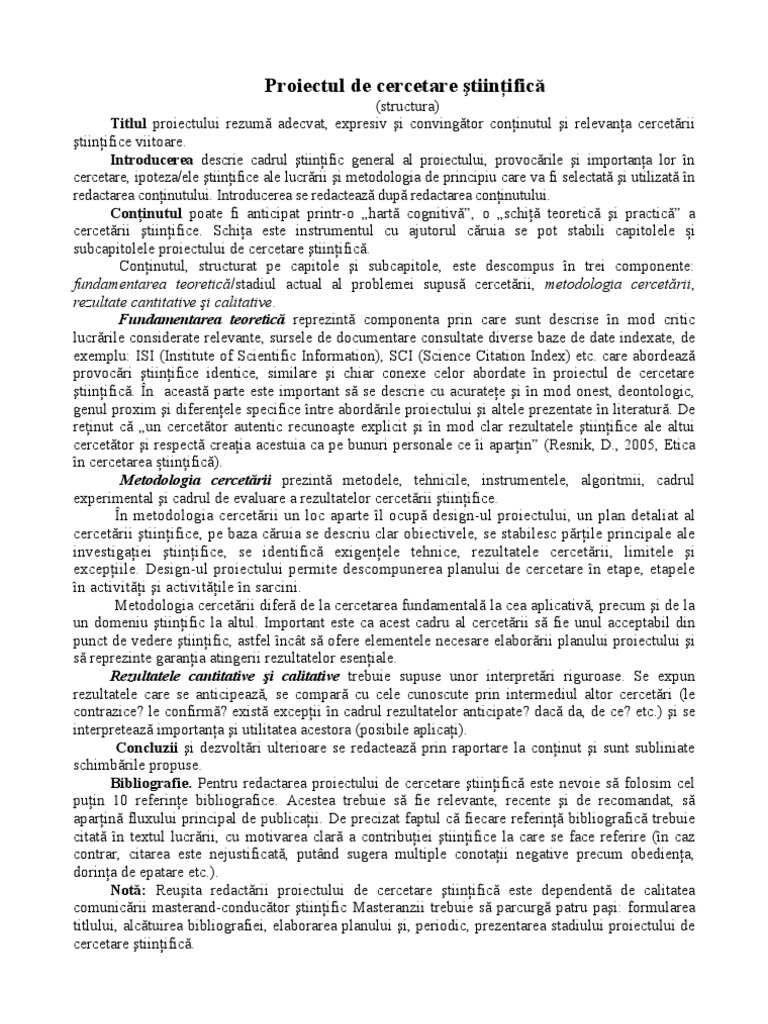 Proiect de Cercetare - Modul Psihopedagogic | PDF