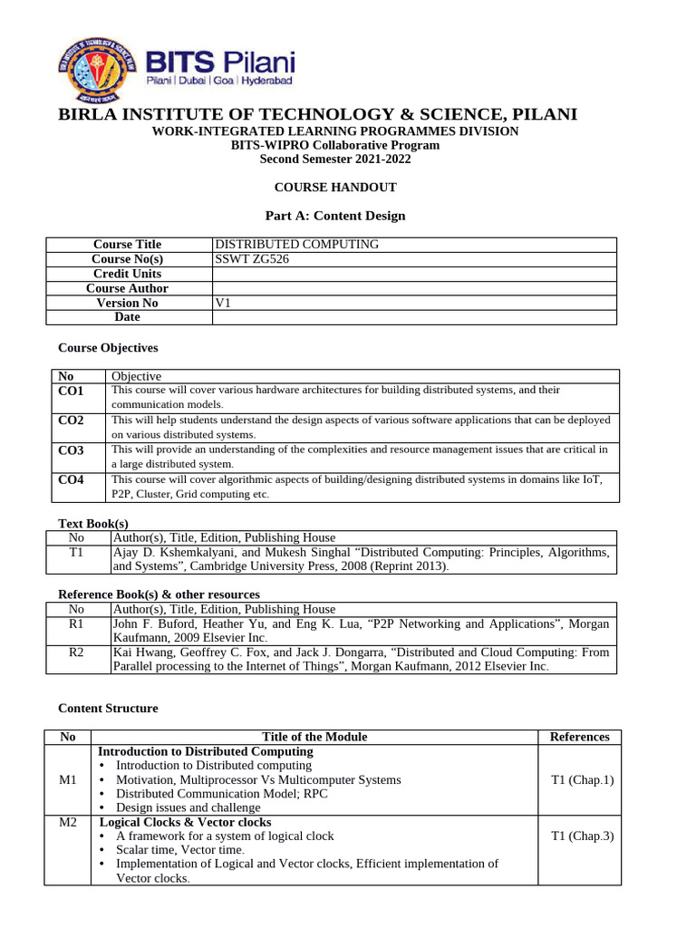 WASE 2021 - Distributed Computing Handout - S2 - 23 | PDF | Internet Of Things | Distributed ...