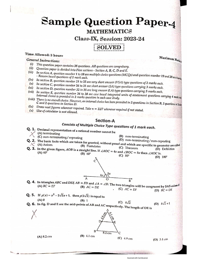 Sample Paper 4 (Maths) | PDF
