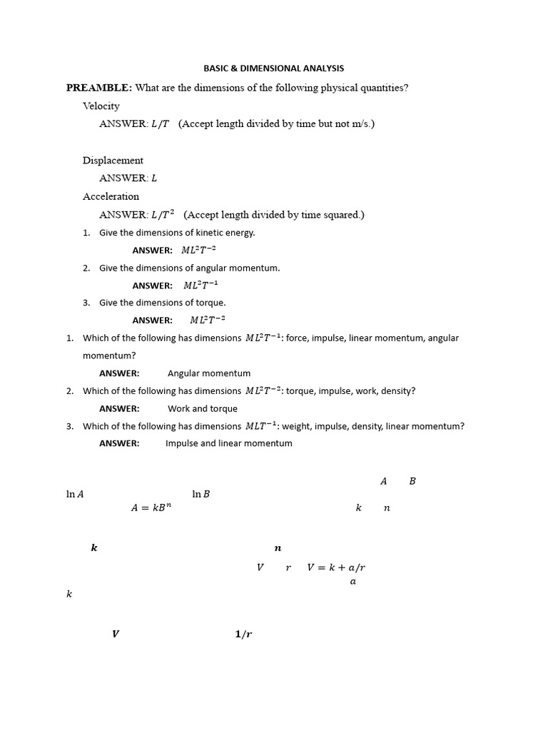 Basics & Dimensional Analysis | PDF | Rotation Around A Fixed Axis | Torque