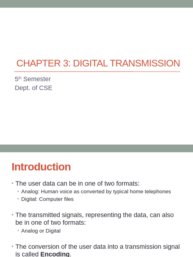 PPT-3 - CS1508 Digital Transmission | PDF | Sampling (Signal Processing) | Modulation