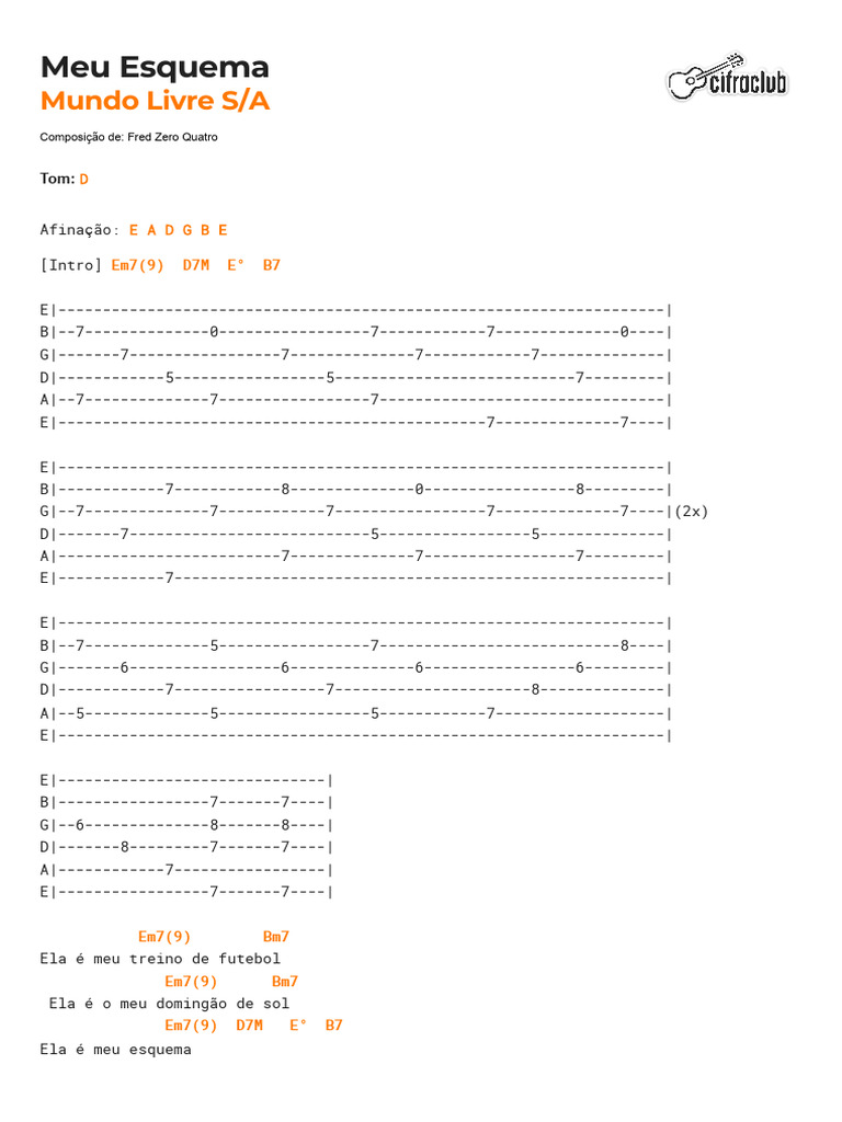 Cifra Club - Mundo Livre S - A - Meu Esquema | PDF
