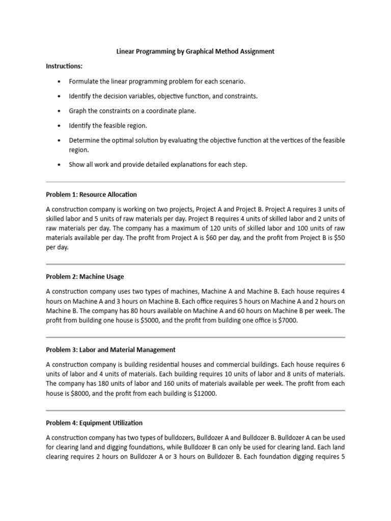 Assignment - Linear Programming | PDF | Linear Programming ... Assignment - Linear Programming | PDF | Linear Programming ...