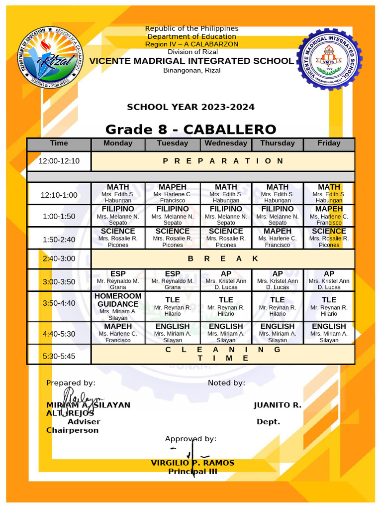 CLASS-PROGRAM-G8 Caballero | PDF | Philippines