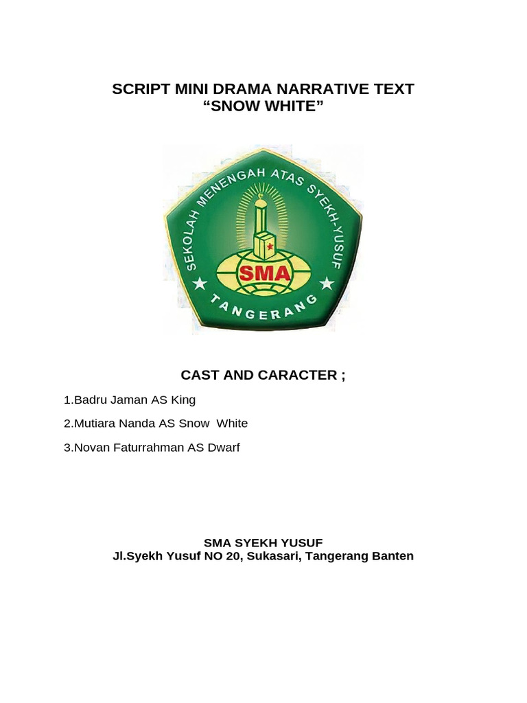 Script Mini Drama Narrative Text | PDF | Snow White | Dwarf (Dungeons ...