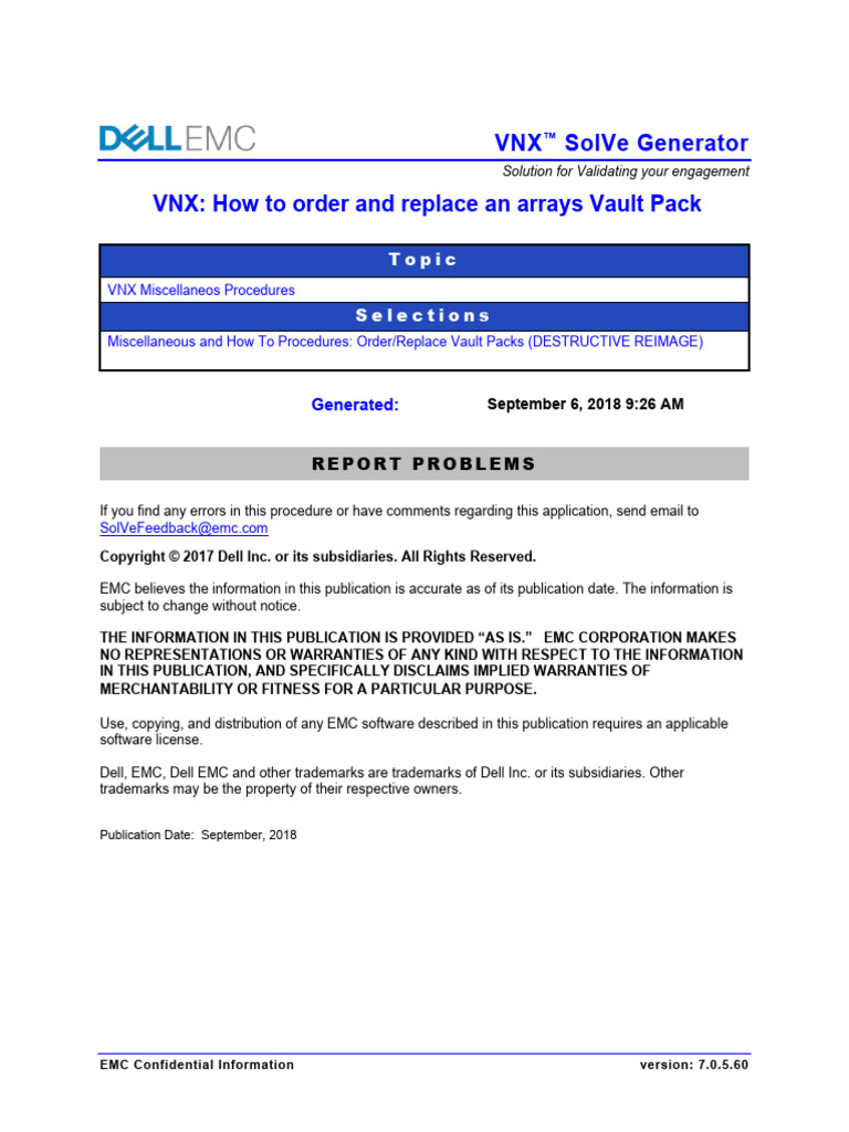 VNX_VNX Miscellaneos Procedures- VNX_ How to order and replace an arrays Vault Pack | PDF ...