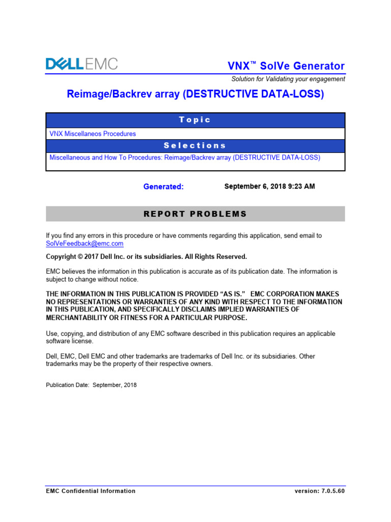 VNX - VNX Miscellaneos Procedures-Reimage - Backrev Array (DESTRUCTIVE ...