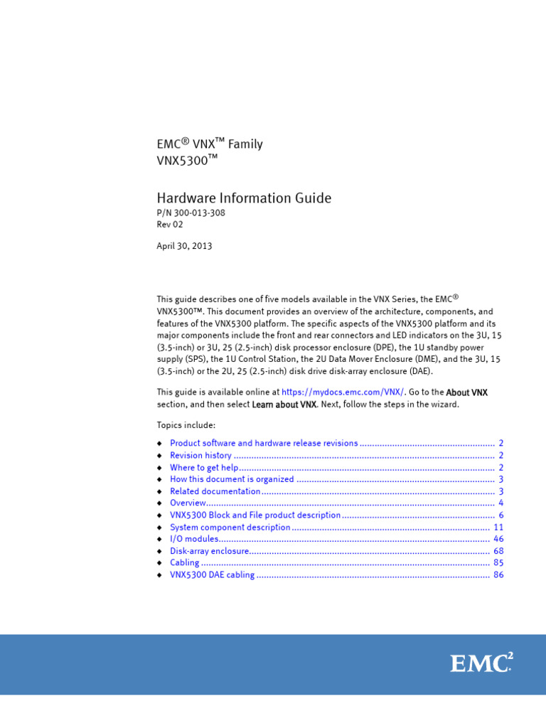 VNX5300 Hardware Information Guide | PDF | Computer Data Storage | Computer Networking