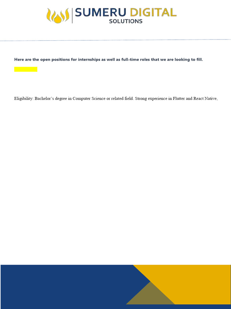 Open Position in Sumeru Digital | PDF | Search Engine Optimization | Human Resources