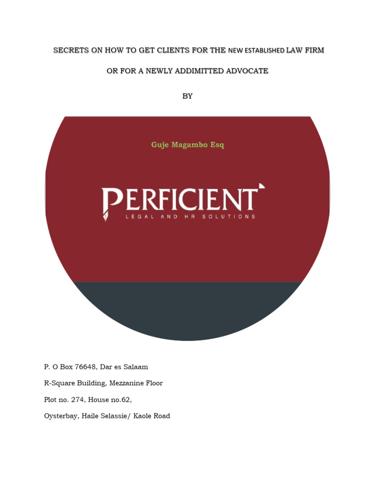 Guje Magambo Secrects On How To Get Clients For A New Established Law ...