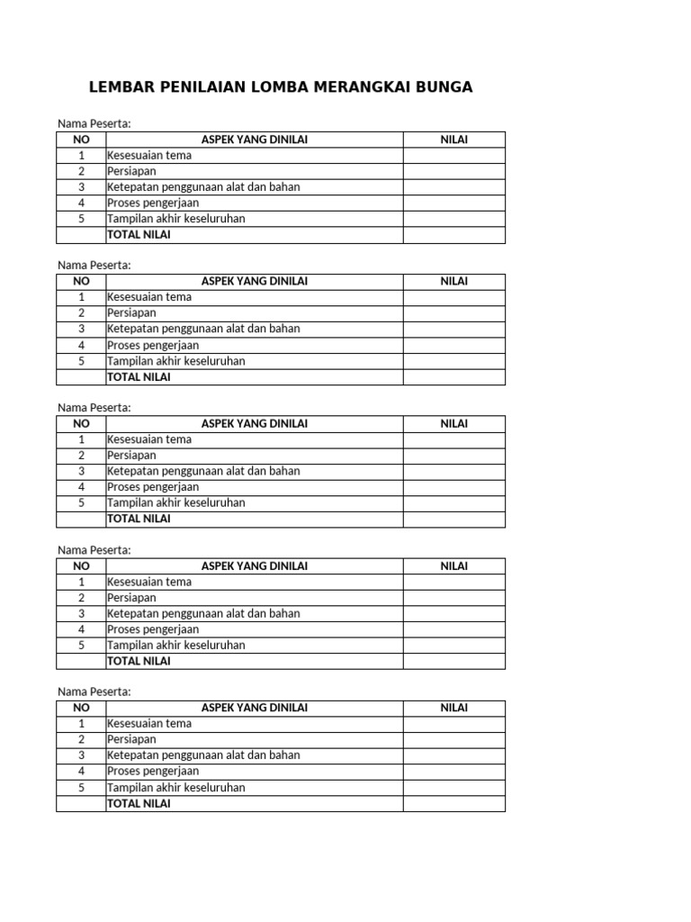Form Penilaian Lks Pdf