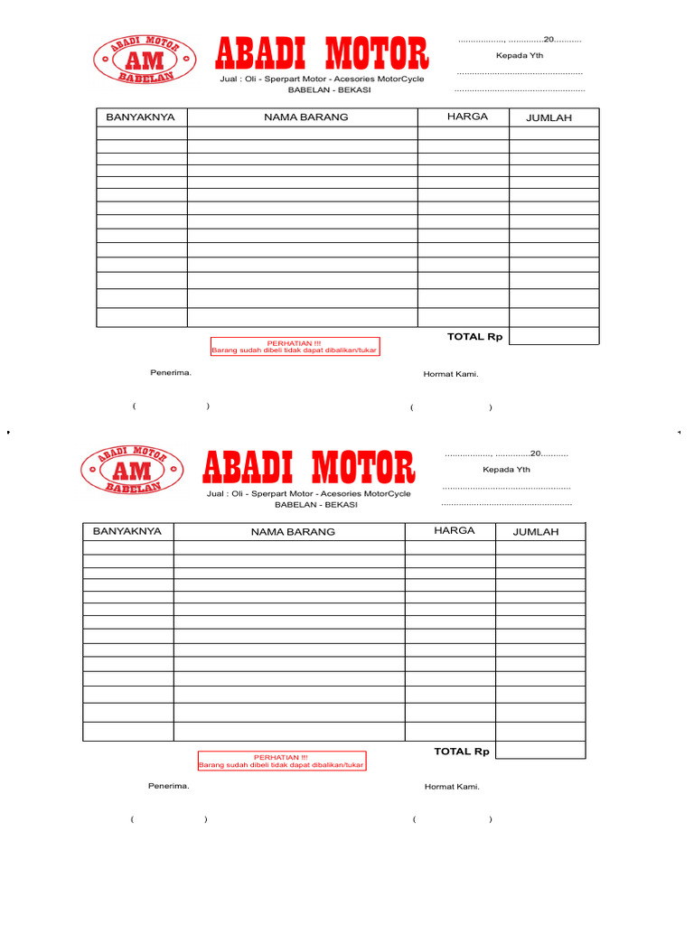 Kwitansi Bengkel | PDF
