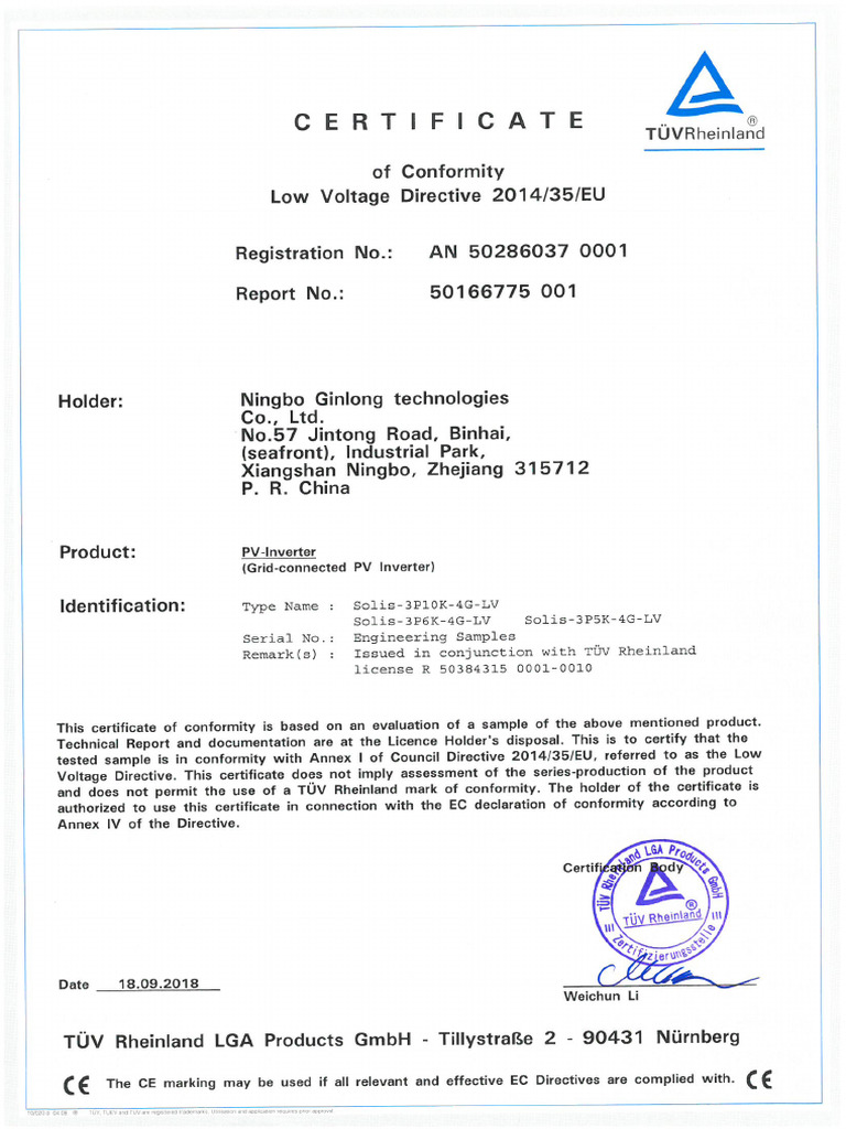 Solis - Certificate - IEC 62109-1 (2) &EN 62109-1 (-2) - 3P - (5-10) K ...