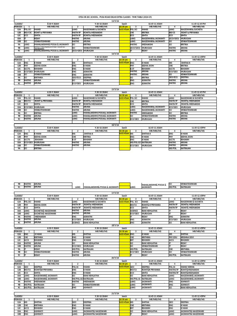 EXTRA CLASSES 2024-2025.............. | PDF