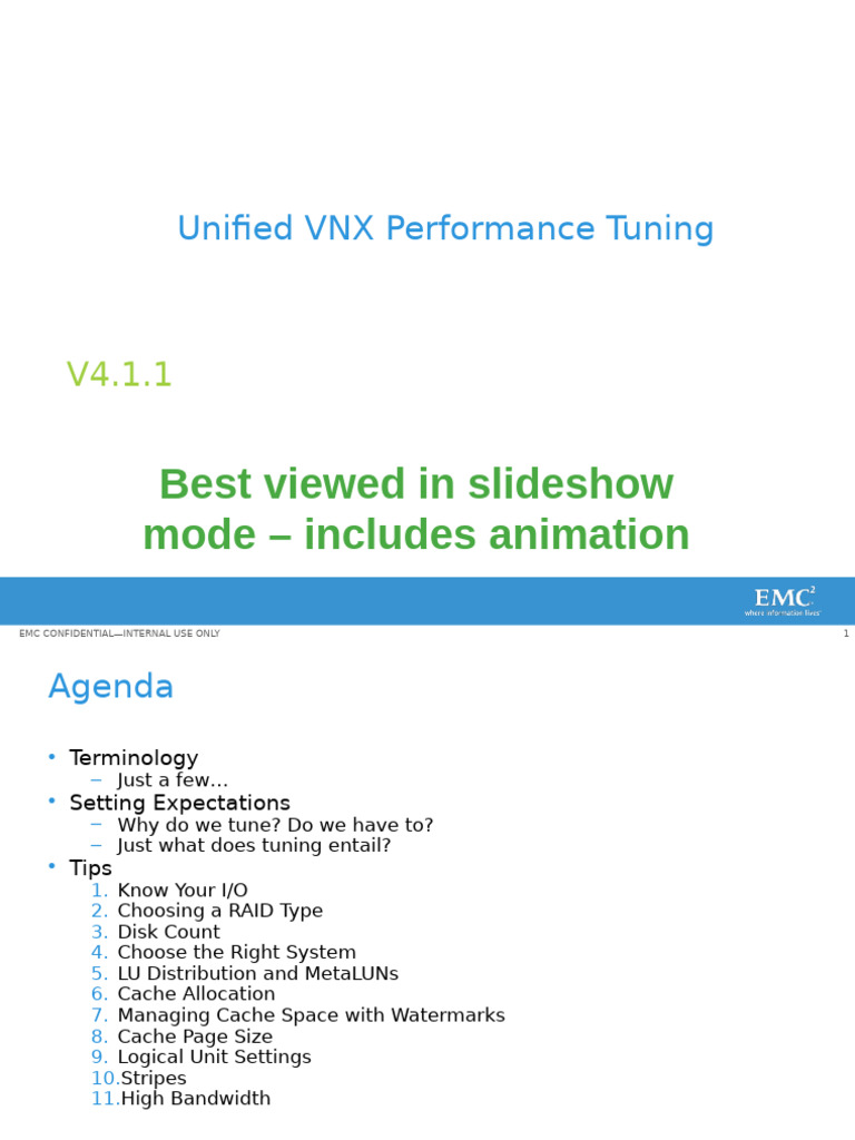 VNX Performance Tuning Guide | PDF | Cache (Computing) | Hard Disk Drive