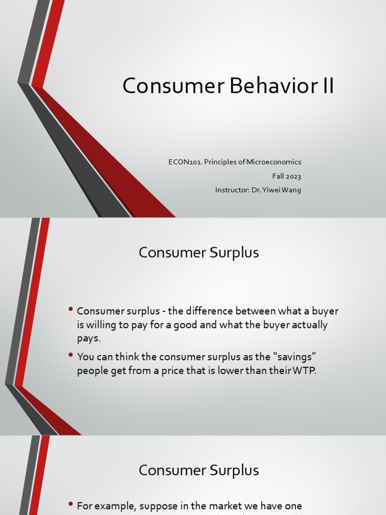 Consumer Behavior II | PDF | Economic Surplus | Demand