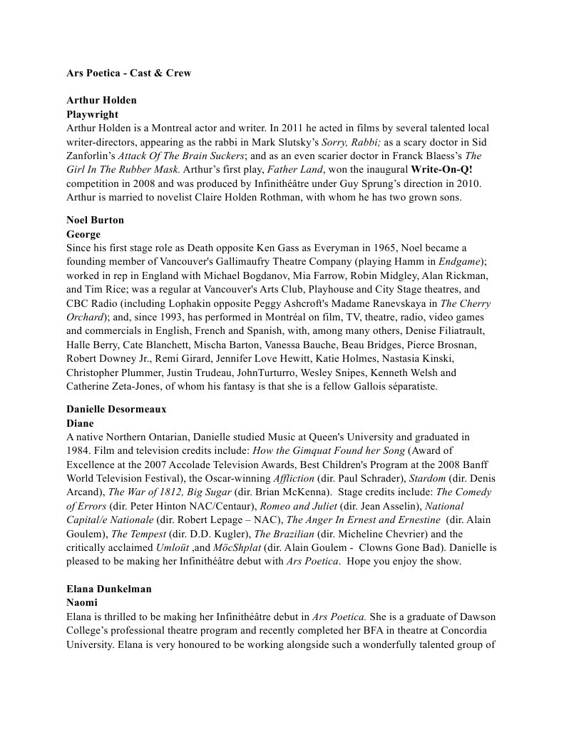 Ars Poetica Cast & Crew Guide | PDF | Poetry | Entertainment Award