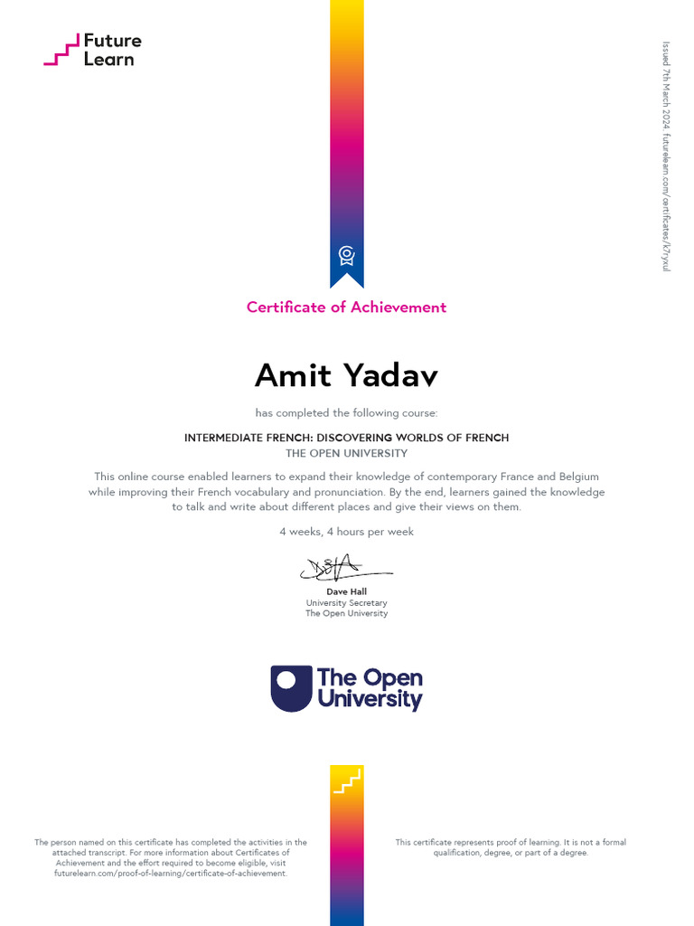 French Intermediate La Francophonie Worlds of French - Certificate - of ...