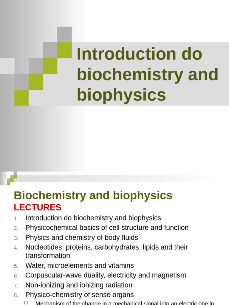 1 - Introduction To Biochemistry and Biophysics - 2023 2 | PDF ...