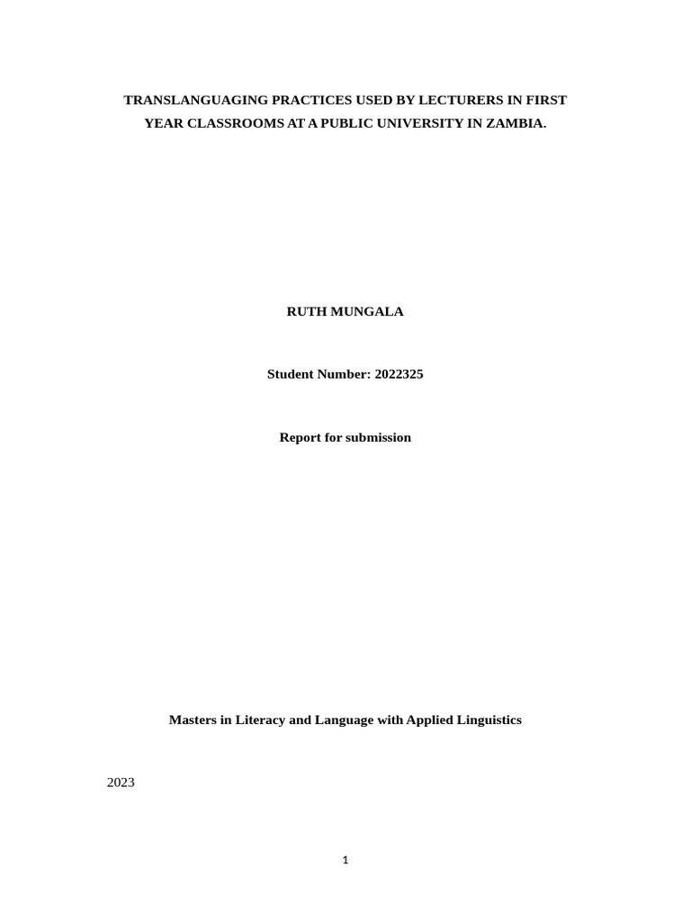 Mungala Ruth Report SEPTEMBER 2023 | PDF | Multilingualism | Cognition