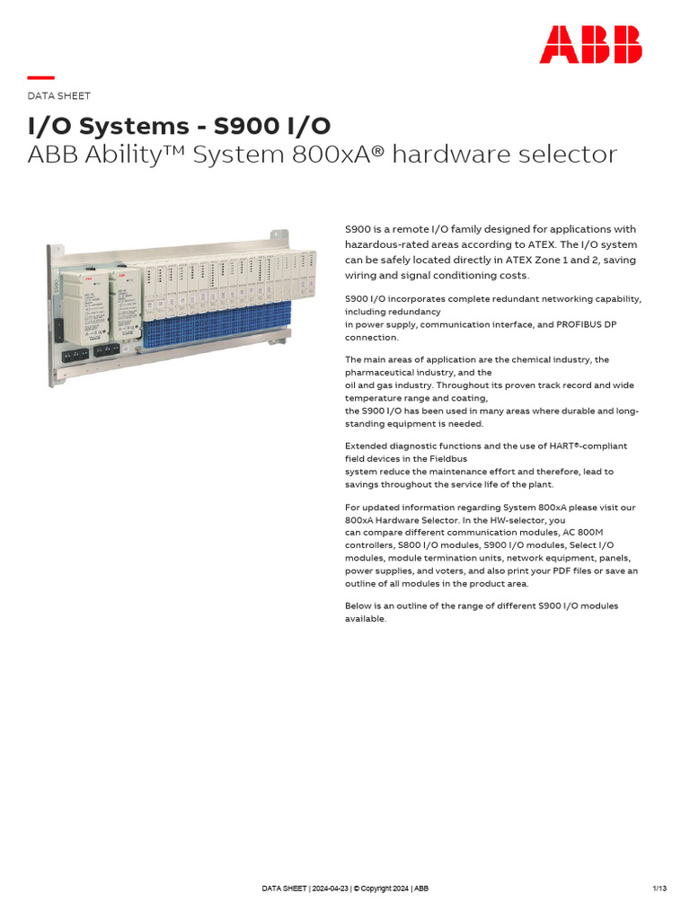 800xa Outline - IO Systems - S900 IO | PDF | Input/Output | Information ... 800xa Outline - IO Systems - S900 IO | PDF | Input/Output | Information ...