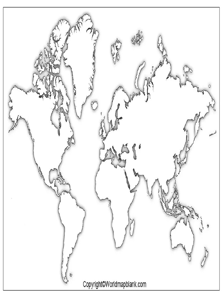 Printable Blank Map of World A4 | PDF