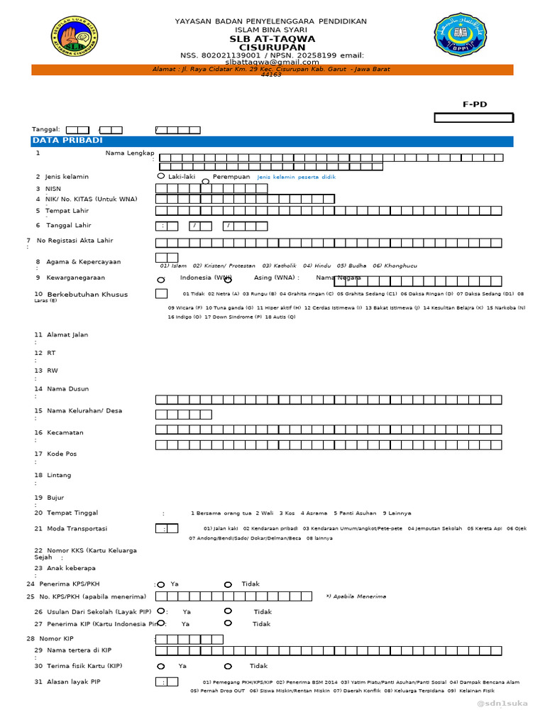 Formulir PPDB SD 2024/2025 | PDF