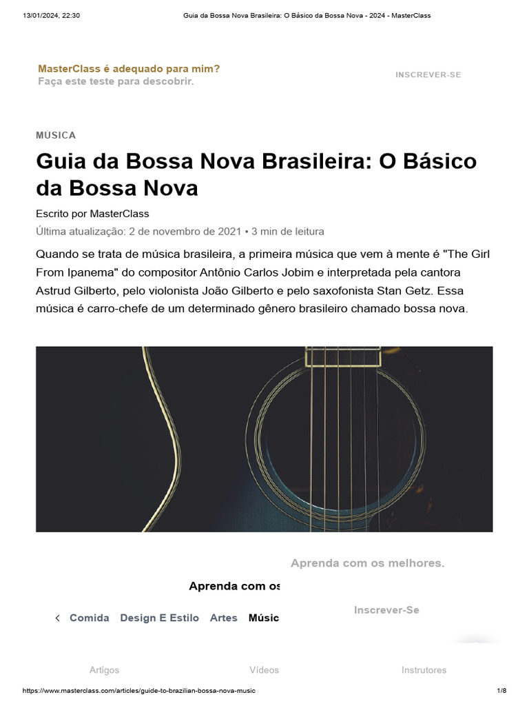 Guia Da Bossa Nova Brasileira - O Básico Da Bossa Nova - 2024 - MasterClass | PDF | Jazz ...