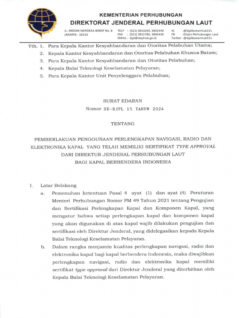 Se DJPL 15 Tahun 2024 | PDF