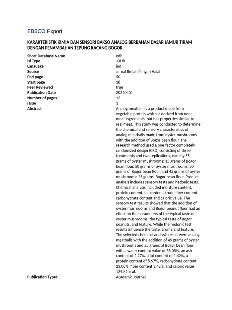 EBSCO Metadata 2024 08 15 | PDF | Flour