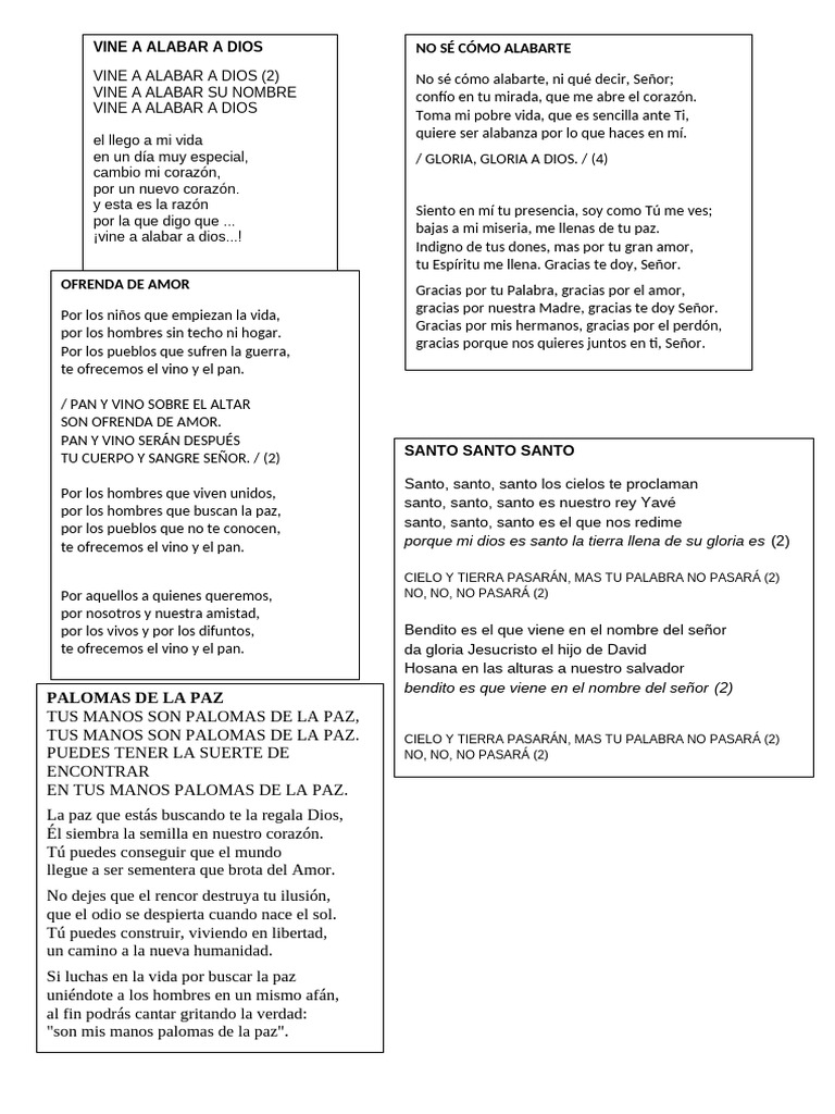 Cantos Pdf Amor Eucaristía