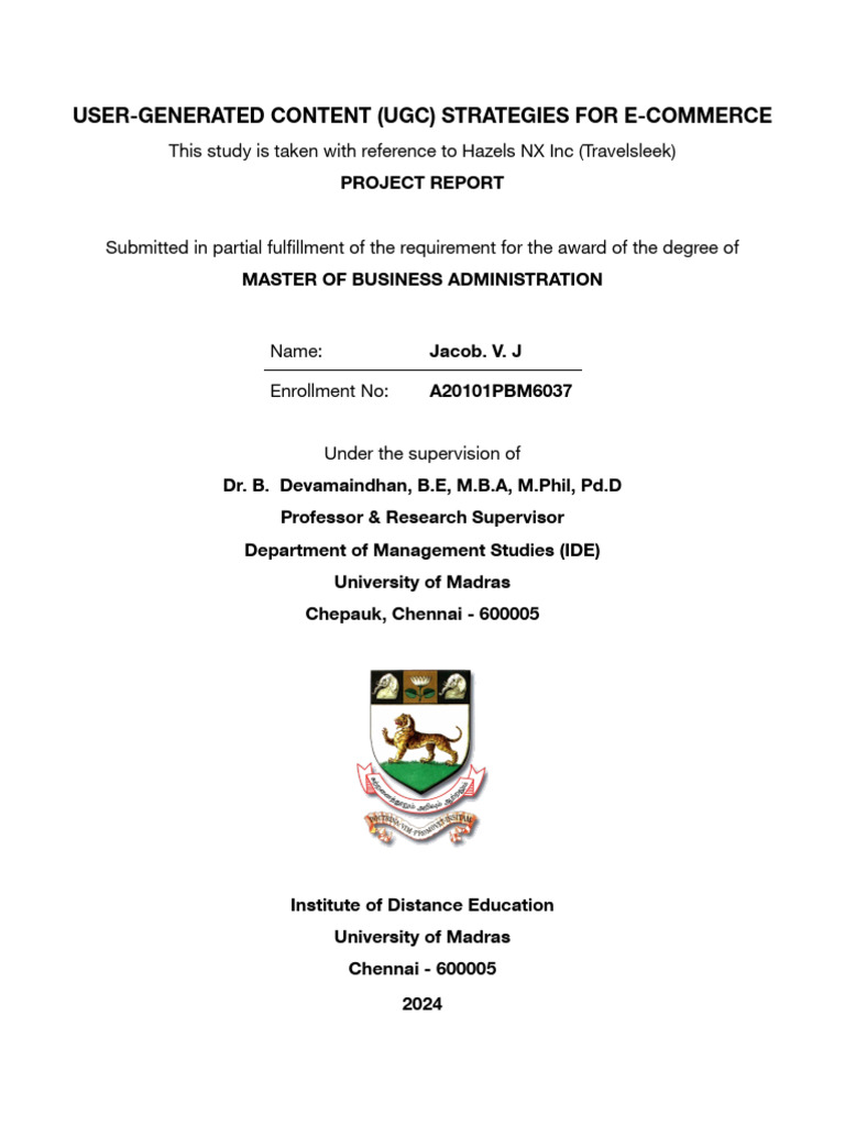 MBA Marketing Project - Front Pages | PDF | Brand | E Commerce